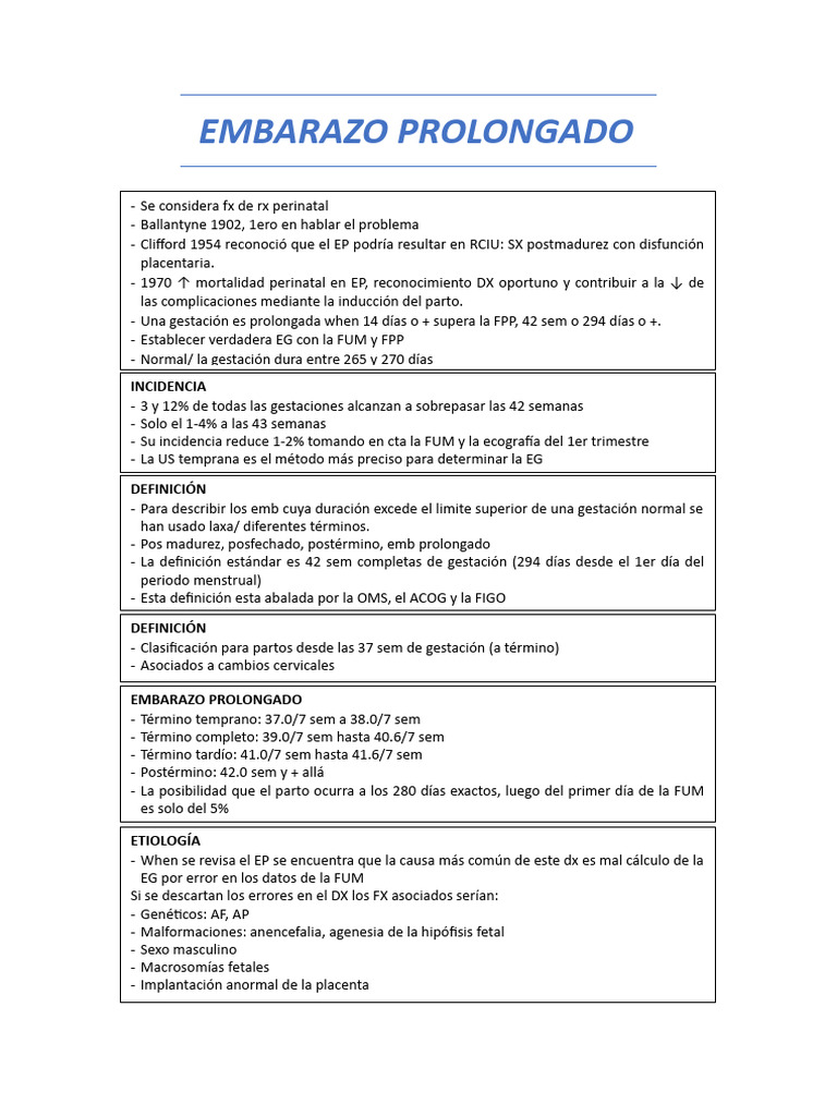 EMBARAZO PROLONGADO | Descargar gratis PDF | El embarazo | Feto