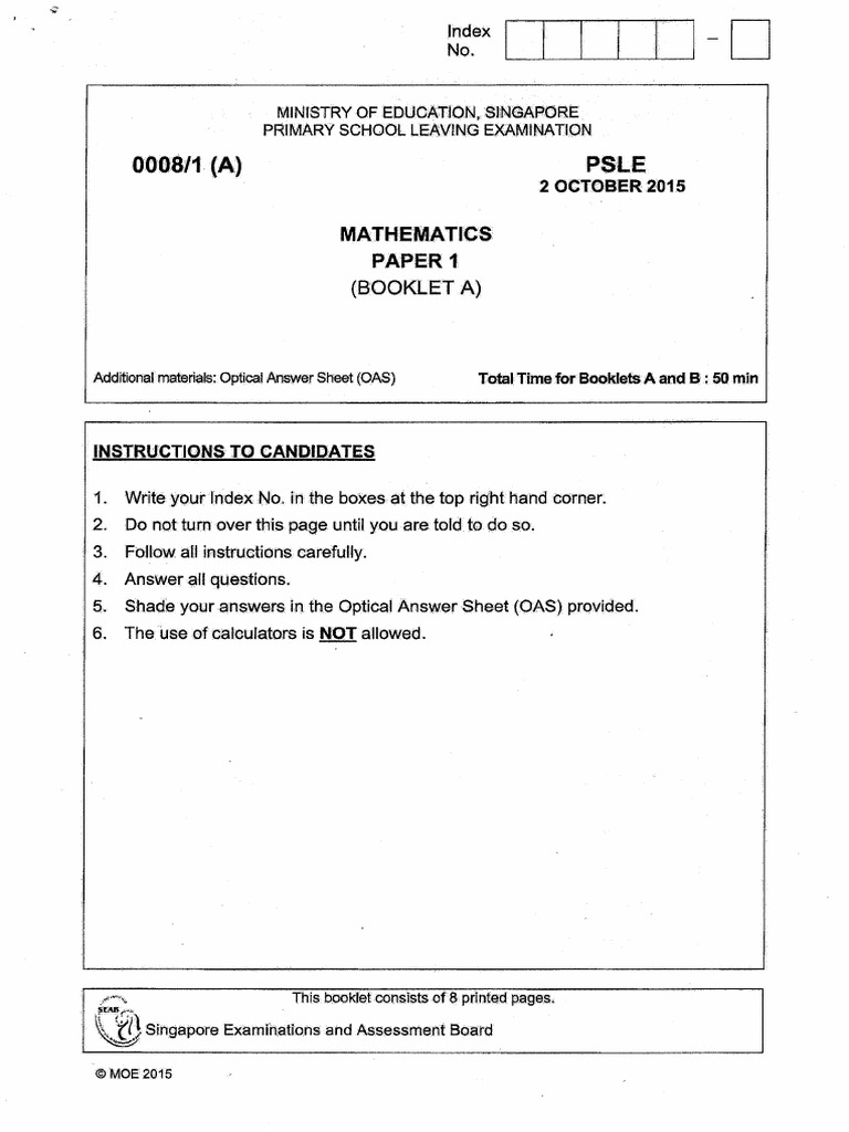 2015 PSLE Mathematics | PDF