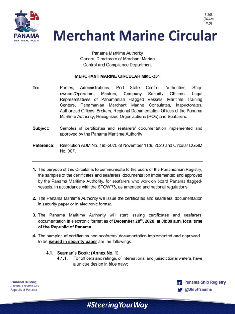 MMC 331 DGGM 14 12 2020 1 | PDF | Sailor | Merchant Navy