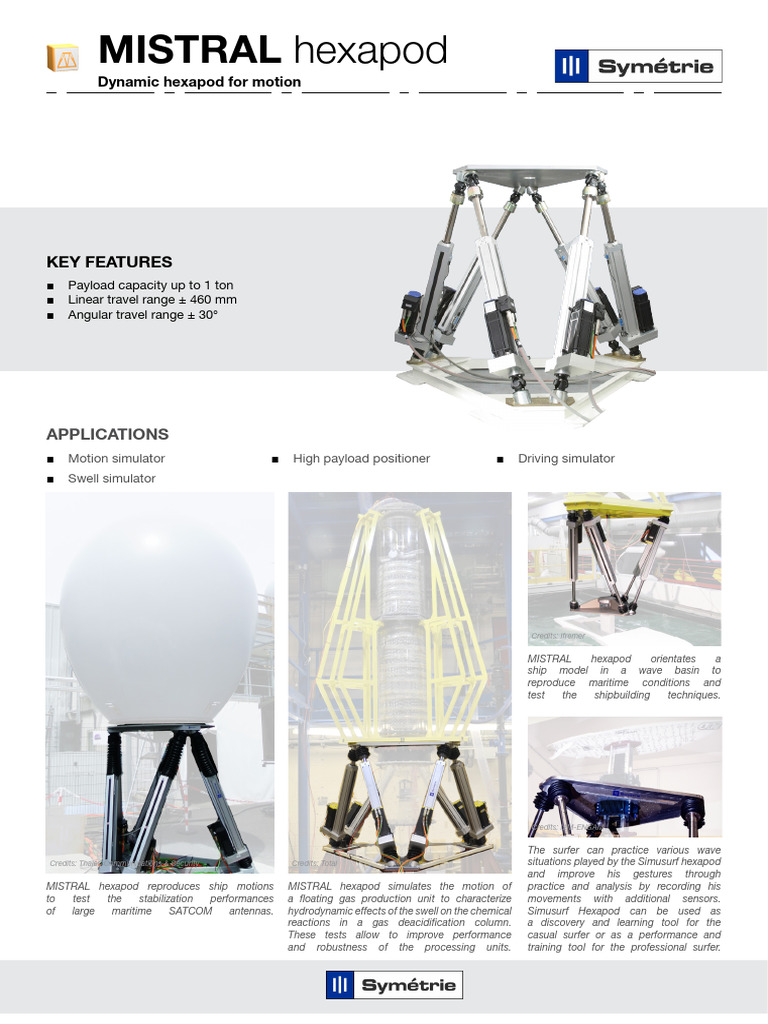 SYMETRIE - Datasheet MISTRAL Hexapod | PDF | Simulation