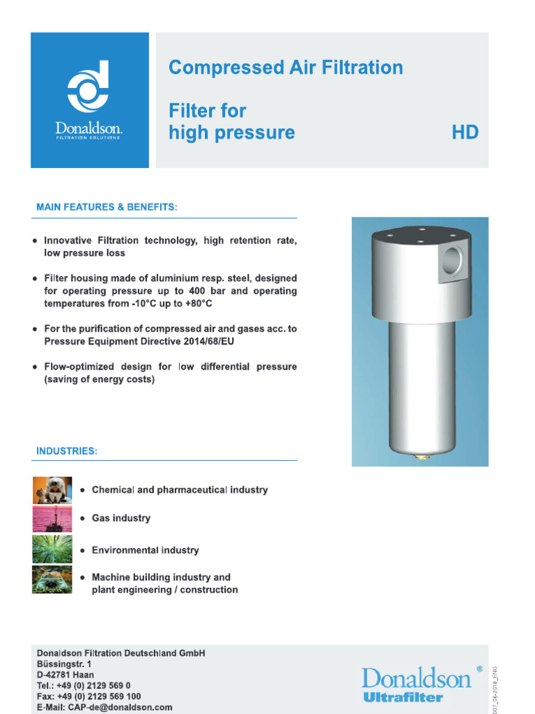 Donaldson - HD High Pressure Industrial Filter Housings - HD-High ...