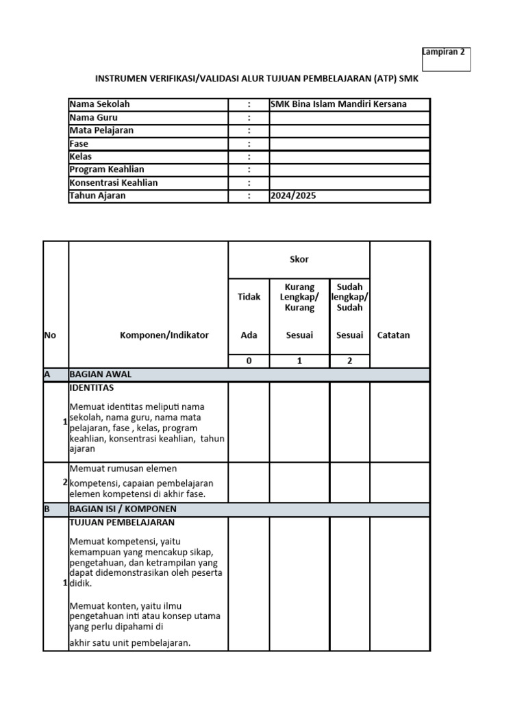 Format Instrumen ATP Dan MA | PDF | Komputer