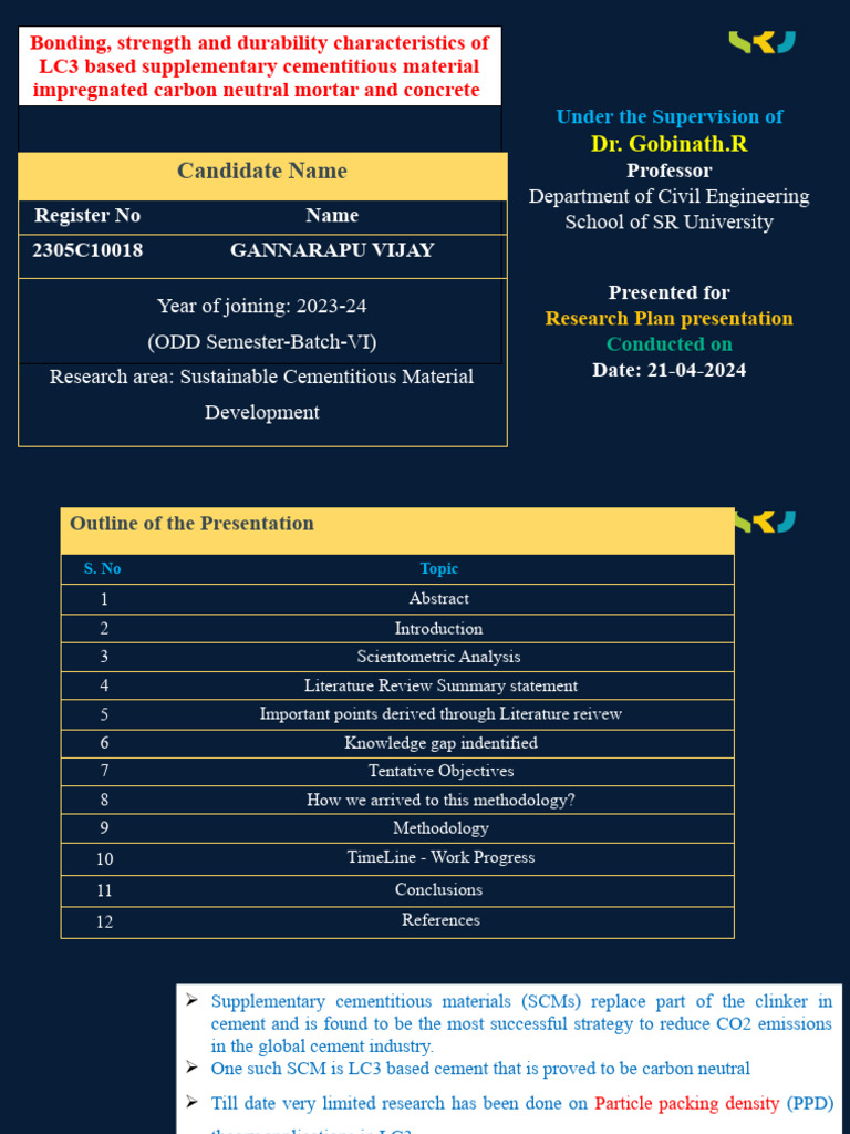 PHD Review Researchplan Sample | PDF | Cement | Concrete