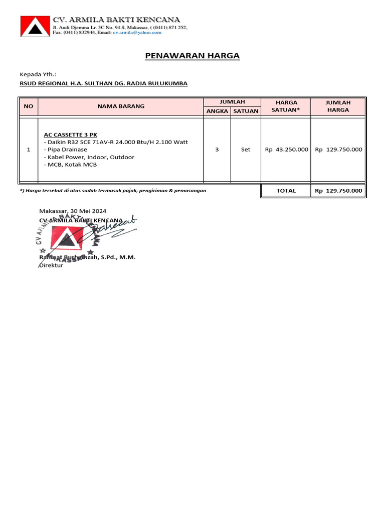 INVOICE AC Cassette - ABK | PDF