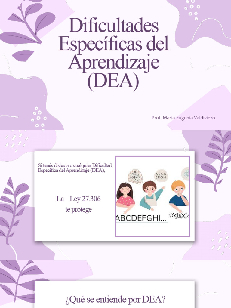 Dificultades Específicas Del Aprendizaje (DEA) : Prof. Maria Eugenia Valdiviezo | Descargar ...