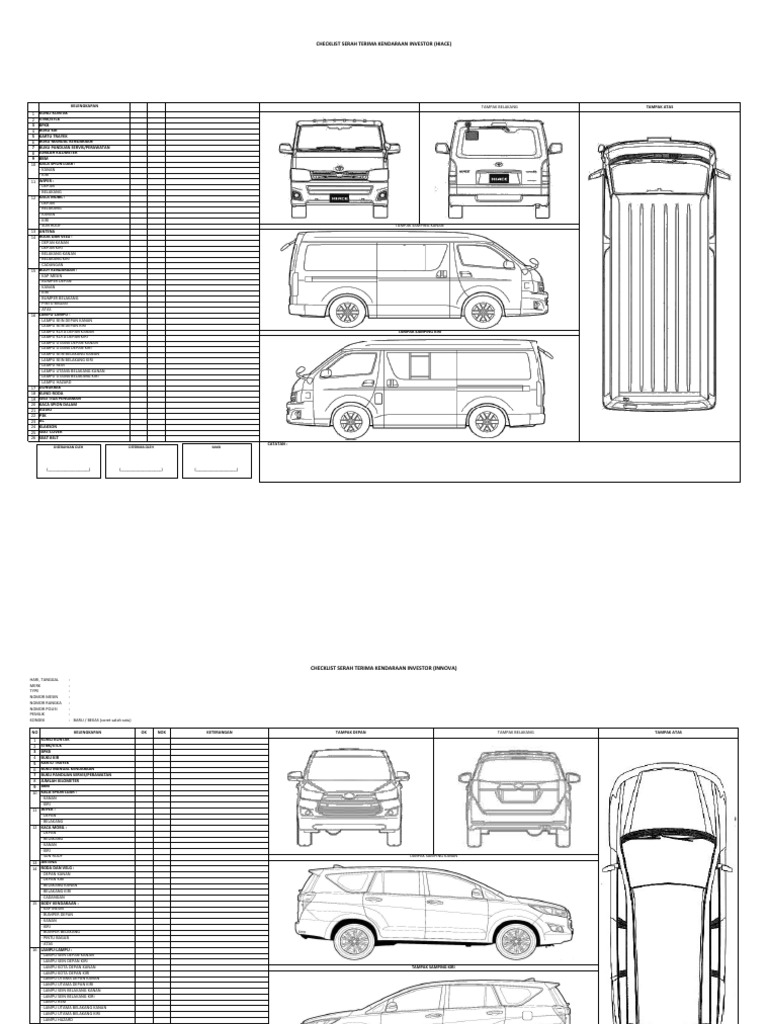 Form Checklist Kendaraan | PDF
