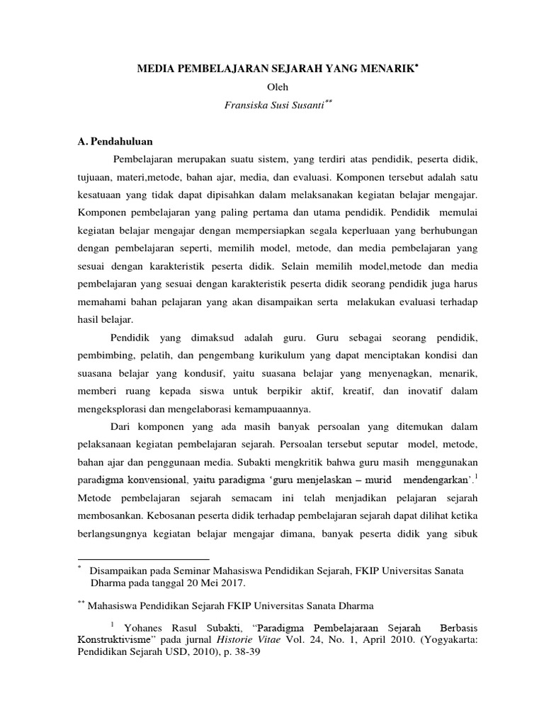 Media Pembelajaran Sejarah Yang Menarik | PDF