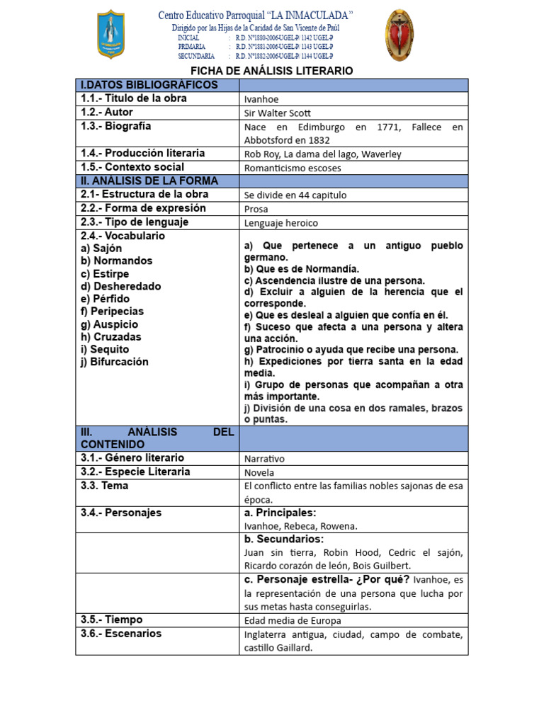 Ficha de Analisis Literari1 (1) | PDF