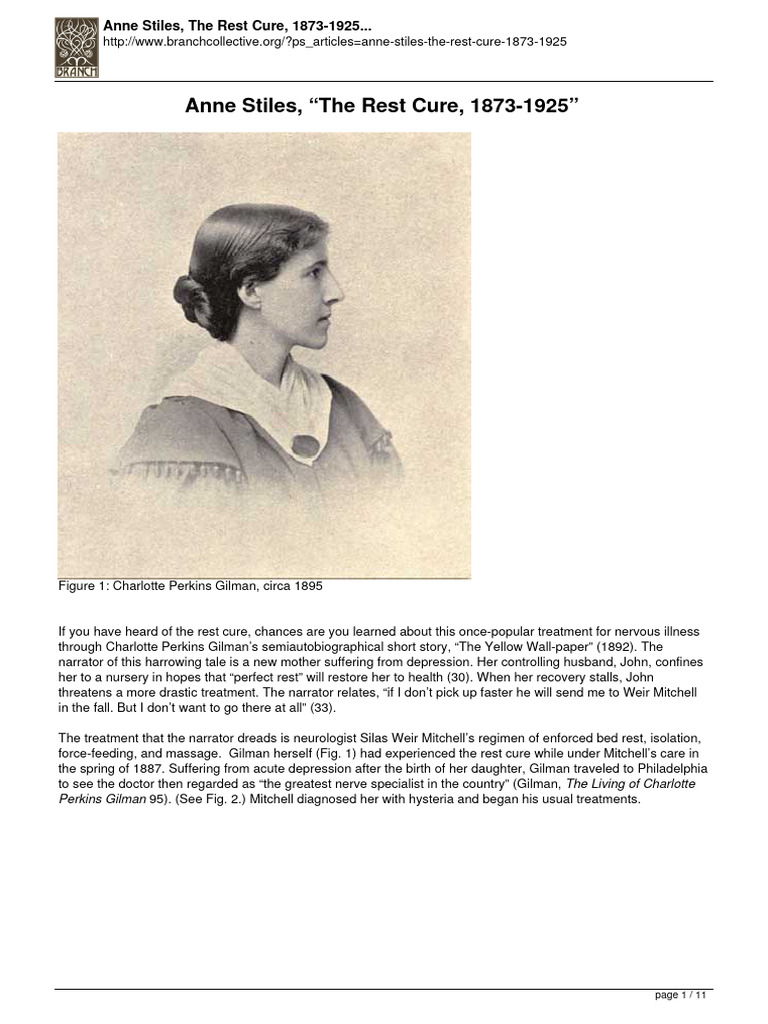 Anne Stiles The Rest Cure 1873-1925 | PDF | The Yellow Wallpaper ...