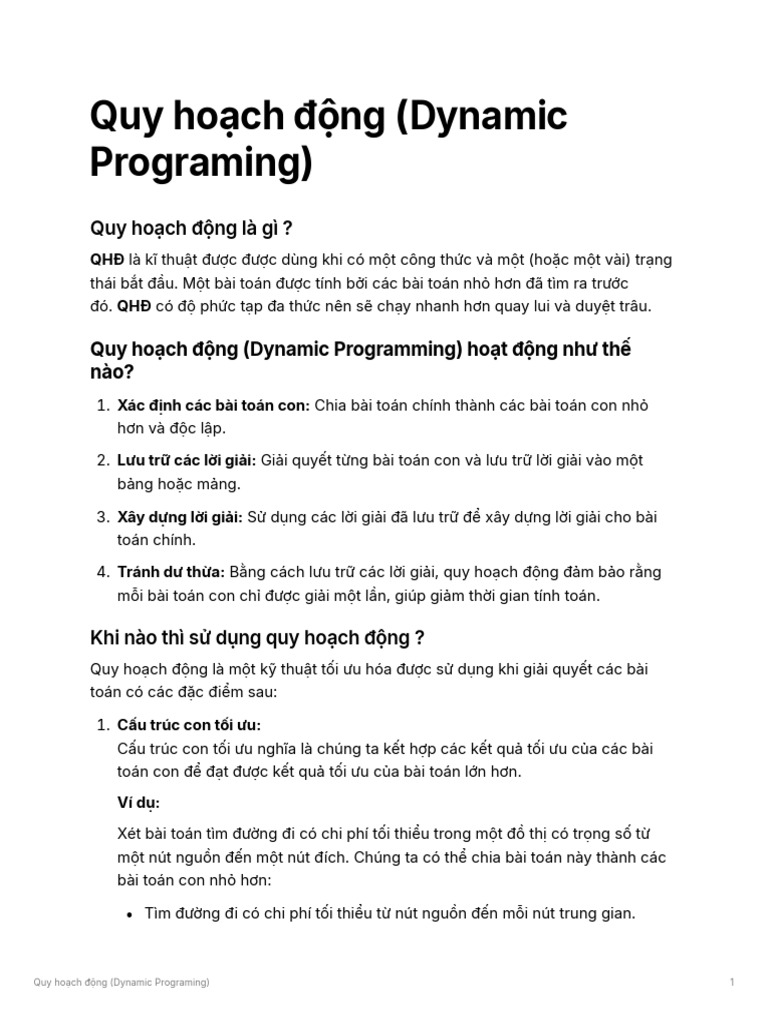 Quy Hoạch Động (Dynamic Programing) | PDF