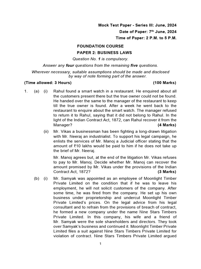 Law MTP'S | PDF | Partnership | Law Of Agency