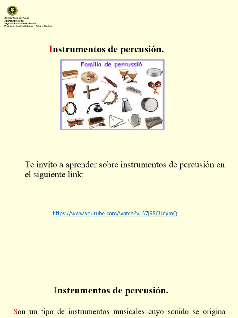 Instrumentos de Percusión 2°v | PDF