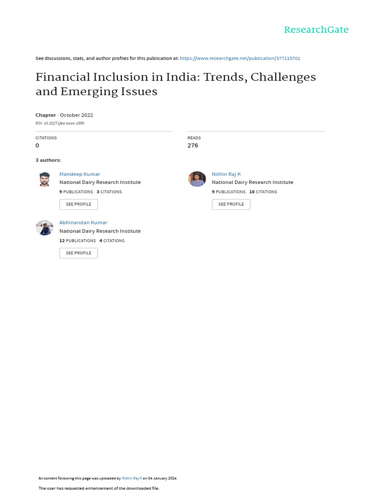 Financial Inclusion in India Trends_Challenges Read | PDF | Financial ...
