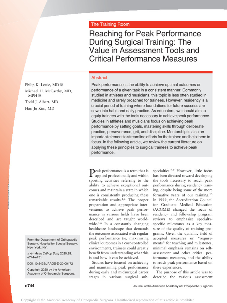 Reaching For Peak Performance During Surgical Training | PDF ...
