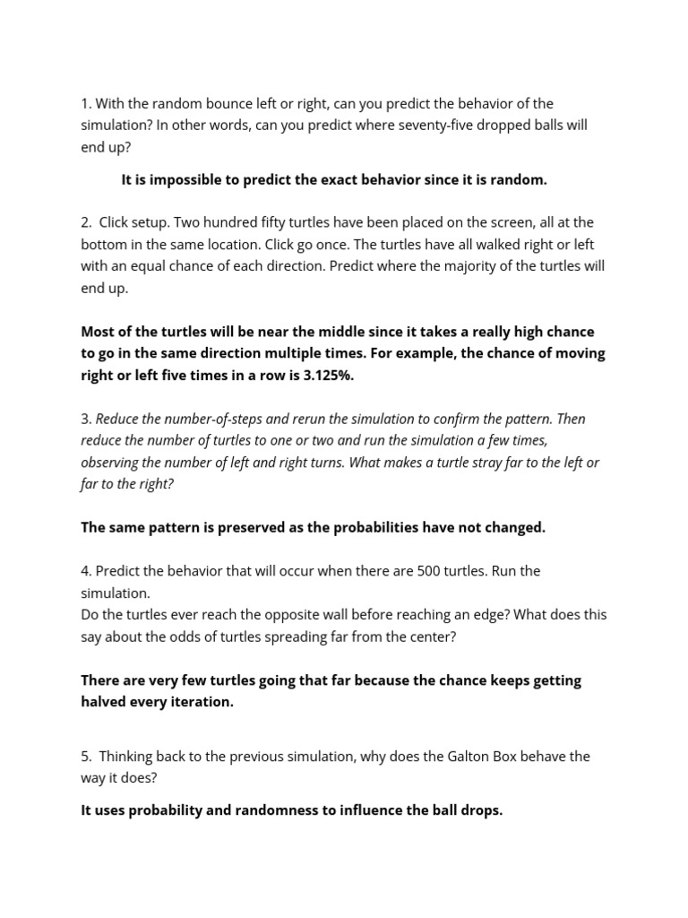 PLTW Activity 4.1.3 Simulations To Predict Behavior | PDF | Probability ...