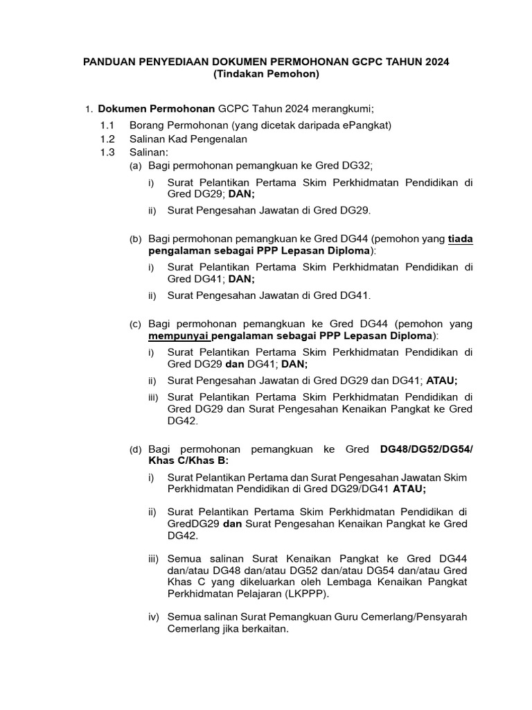 Panduan Penyediaan Dokumen Calon GCPC Tahun 2024 | PDF