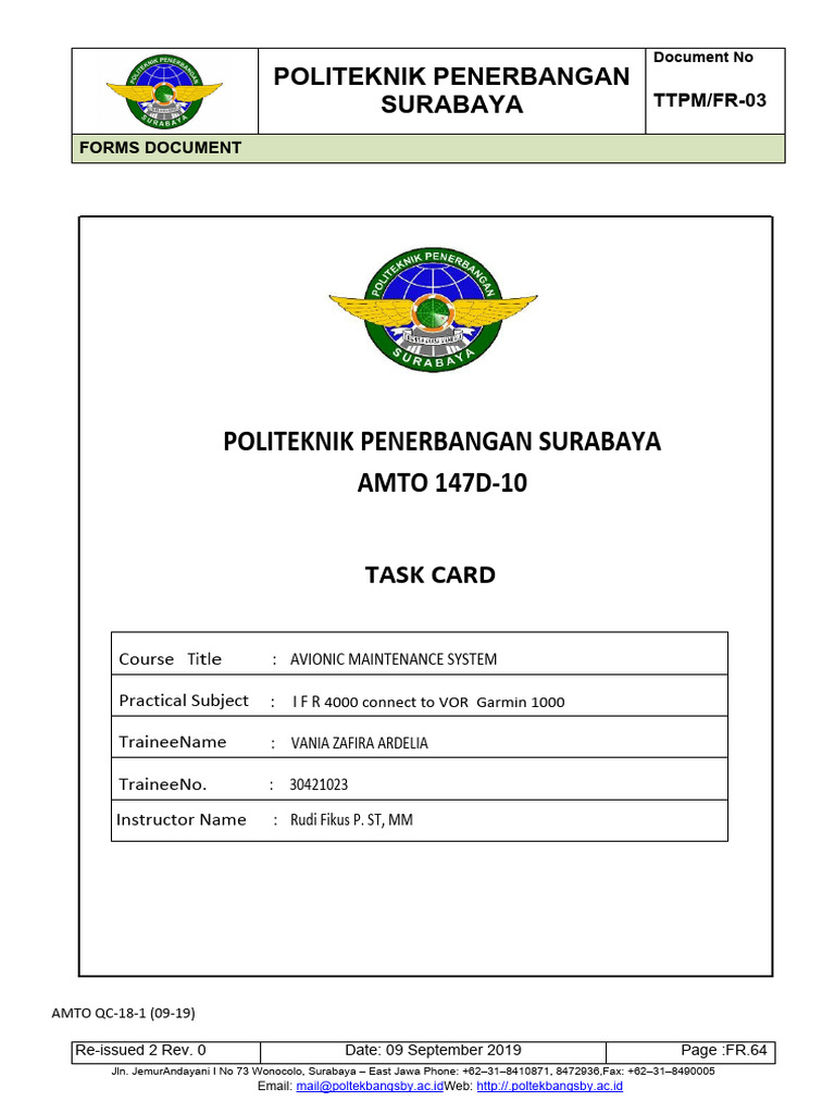 Task Card Nav System IFR and G1000 | Download Free PDF | Aircraft ...