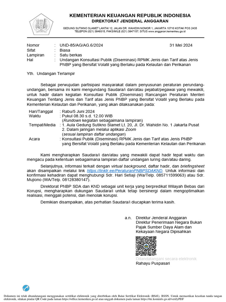 2 Daring Undangan Konsultasi Publik RPMK Jenis Dan Tarif Atas Jenis ...