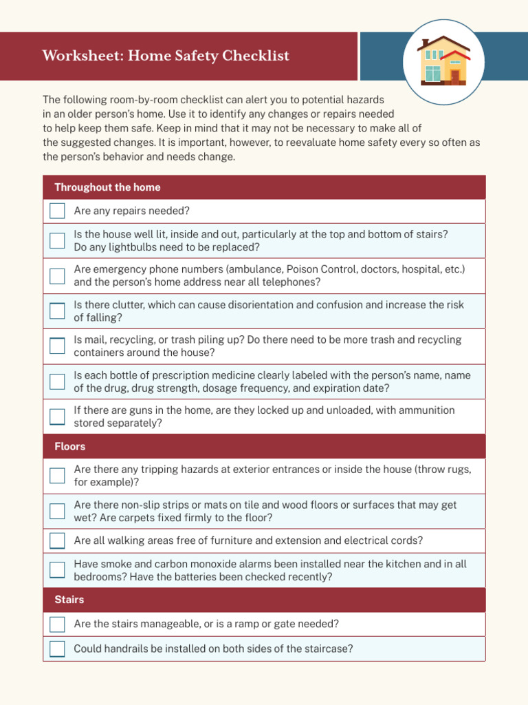 Worksheet Home Safety Checklist 1 | Download Free PDF | Stairs | Shower