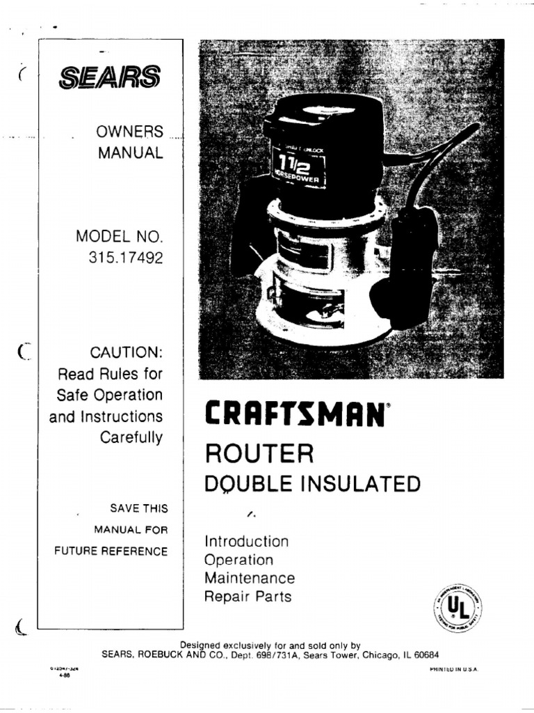 Craftsman Router 315.17492 | PDF