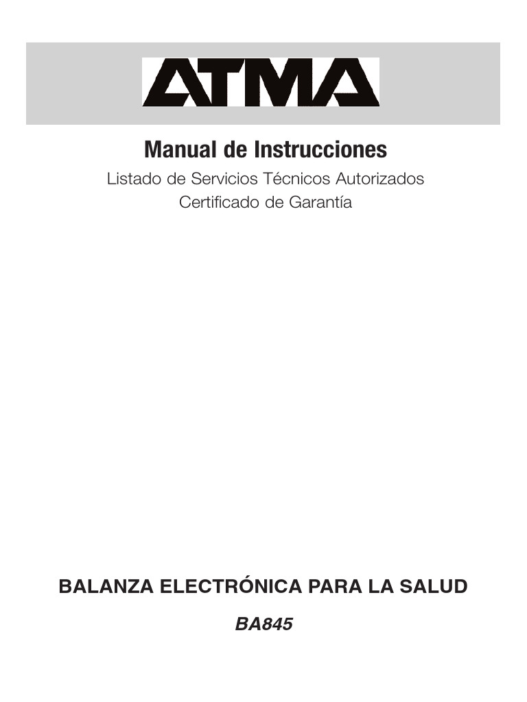 Manual Atma Balanza Electrónica | PDF