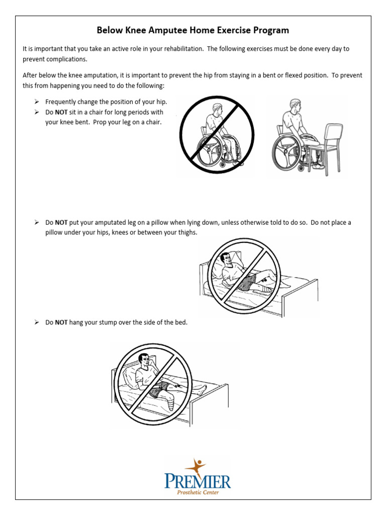Premier Prosthetic Center - Below Knee Amputee Home Exercise Program 1294328066 | PDF ...