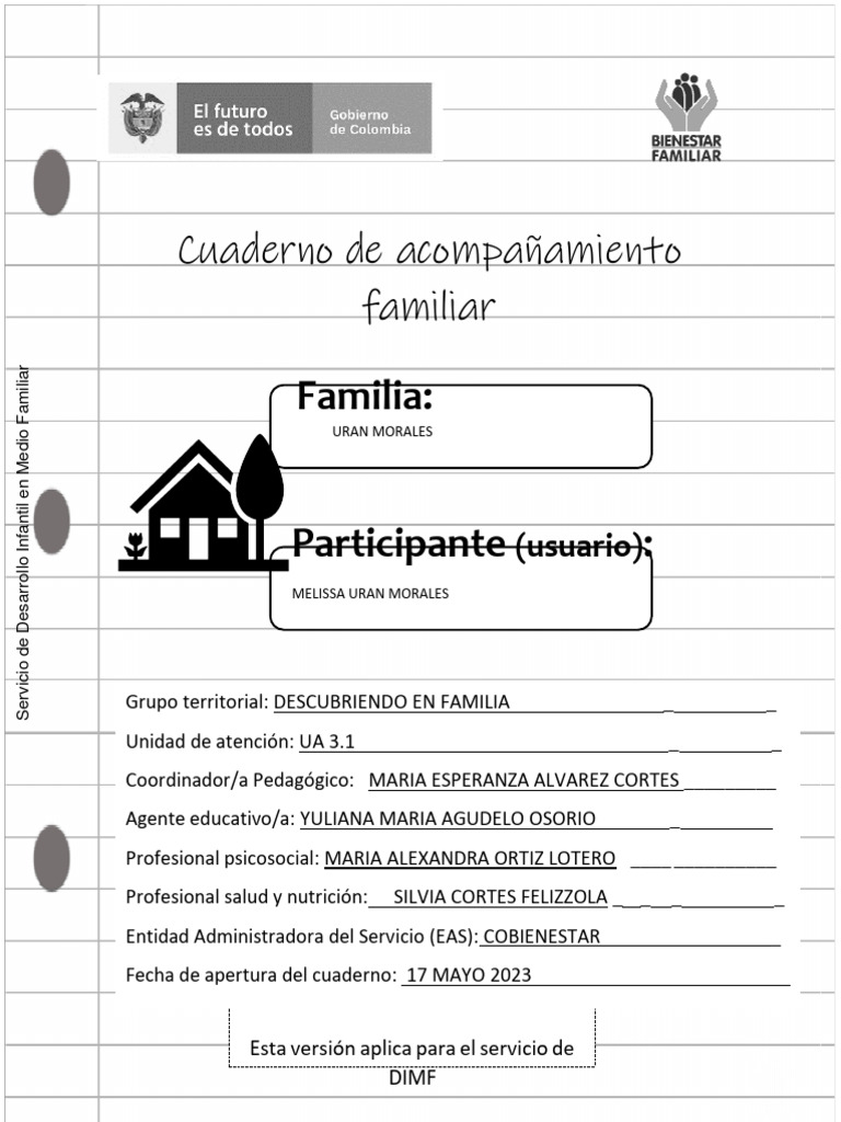 Cuaderno de Acompanamiento Familiar Dimf MELISSA URAN | Descargar ...