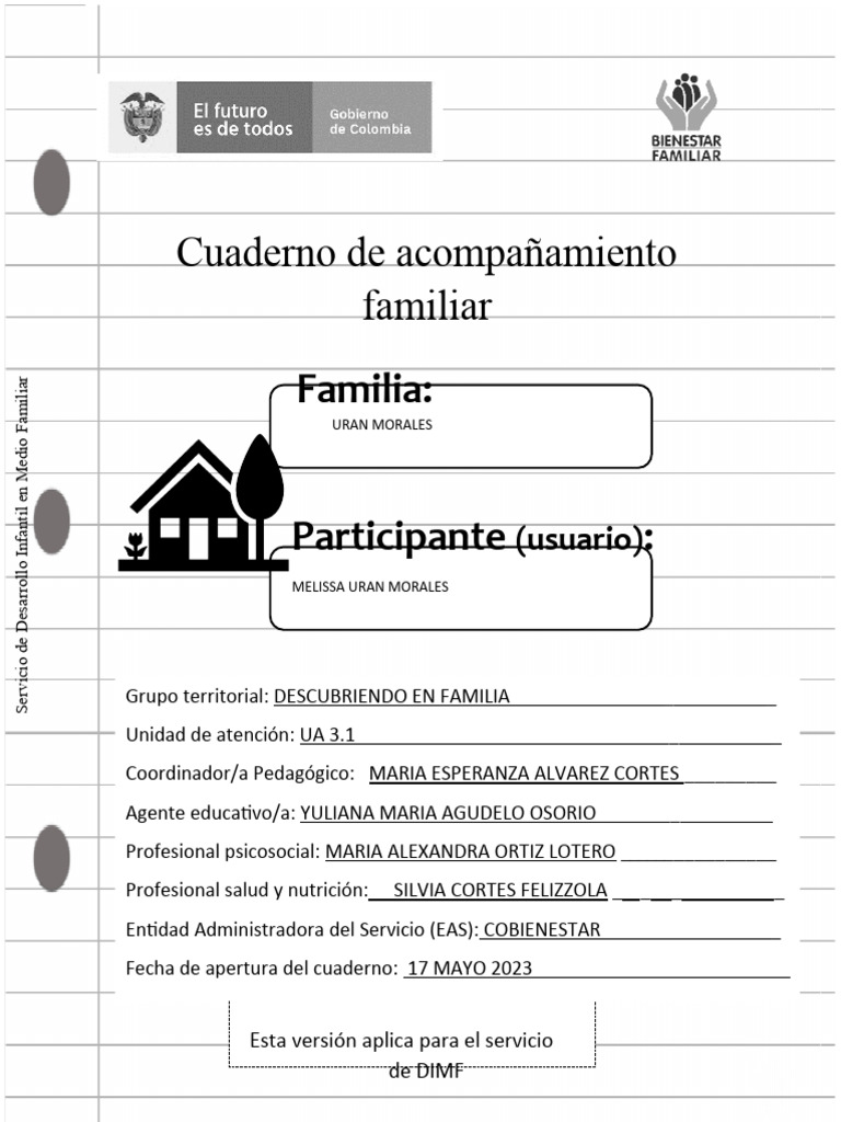Cuaderno de Acompanamiento Familiar Dimf MELISSA URAN | PDF | Parto ...