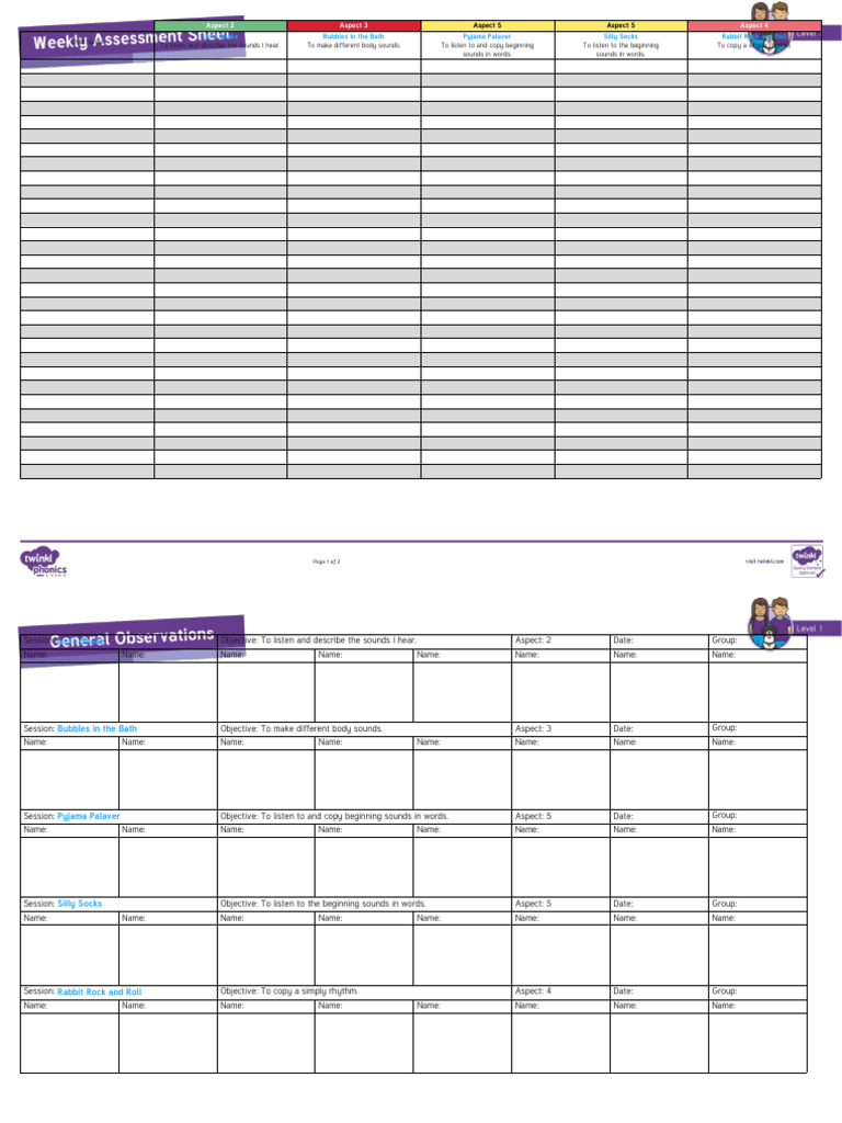 Assessment Sheet Editable | PDF