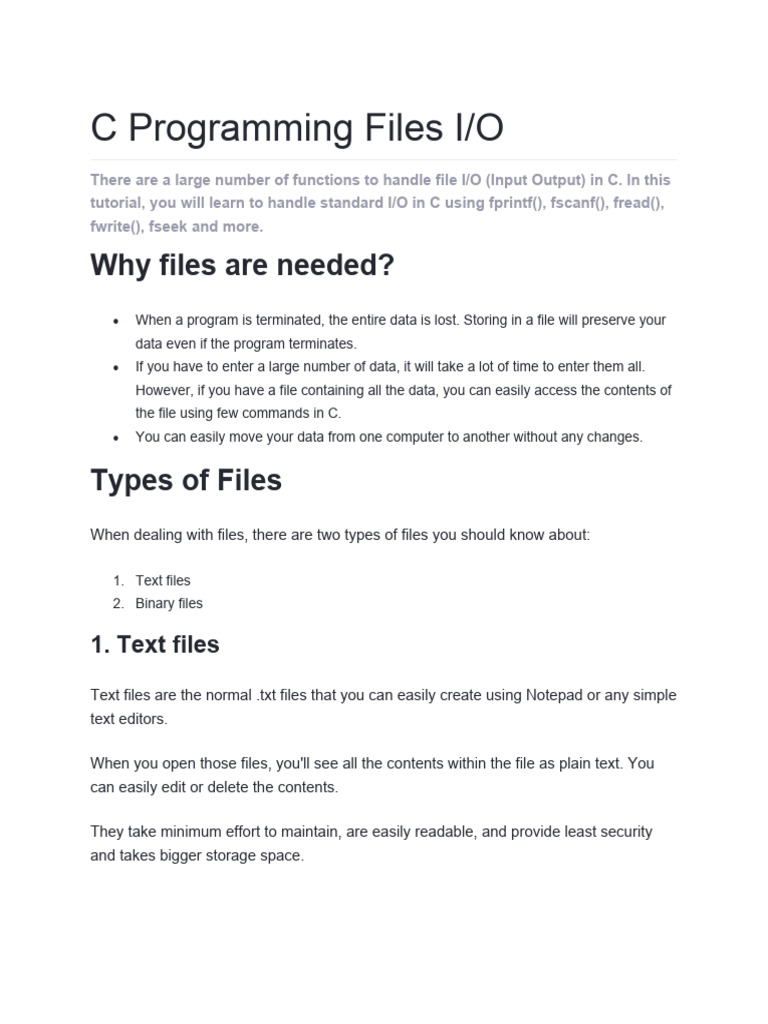 C Programming Files I | PDF | Computer File | Pointer (Computer Programming)