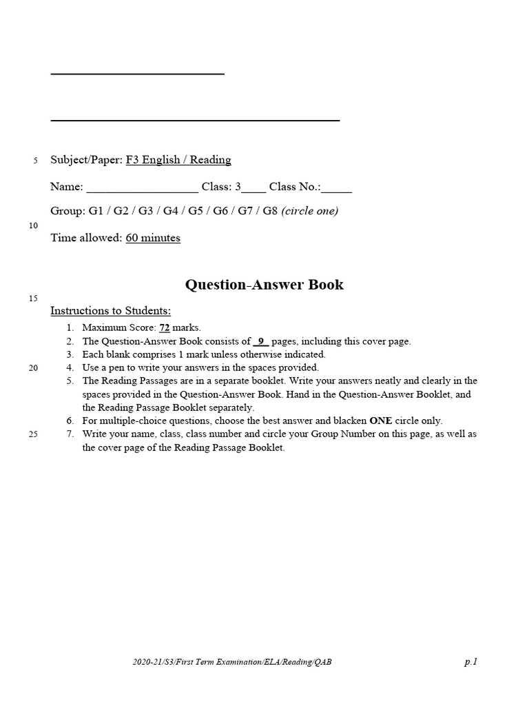 S3 MLP 20-21 2nd Term Exam QAB | PDF | Sea Captain | Oxford University Press