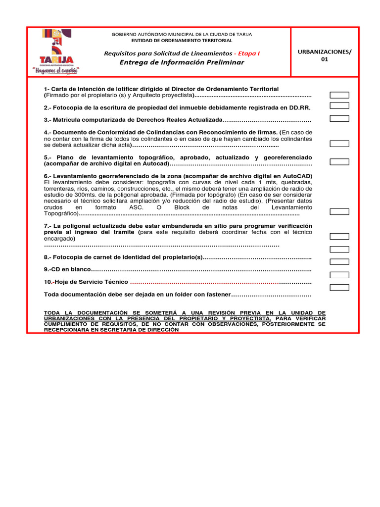 12 Solicitud de Lineamientos Etapa 1 | PDF