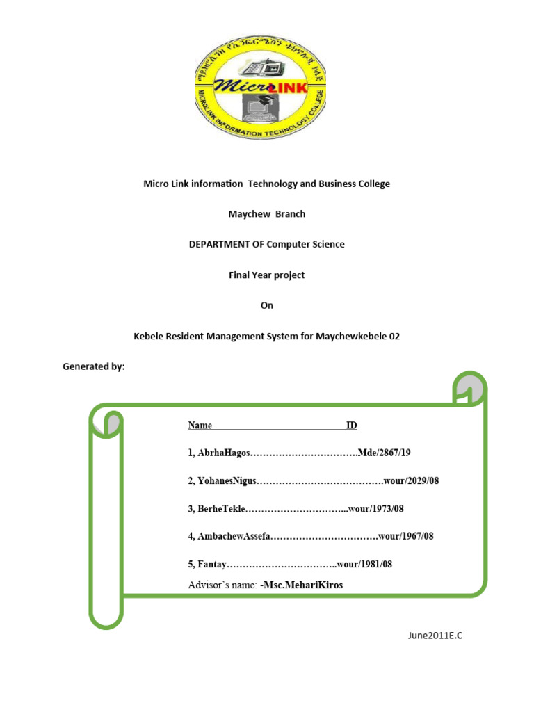 Maychew Kebele Resident Management System | PDF | Databases | Use Case