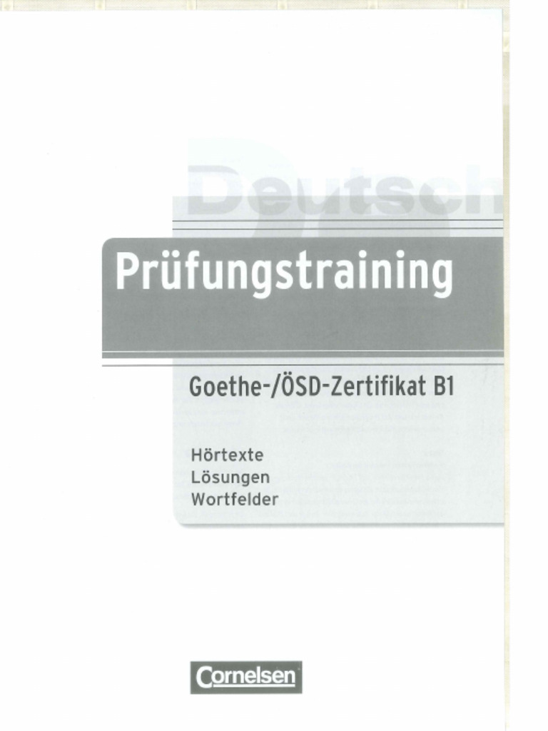 Prufungstraining Goethe Osd Zertifikat b1 Losungen | PDF