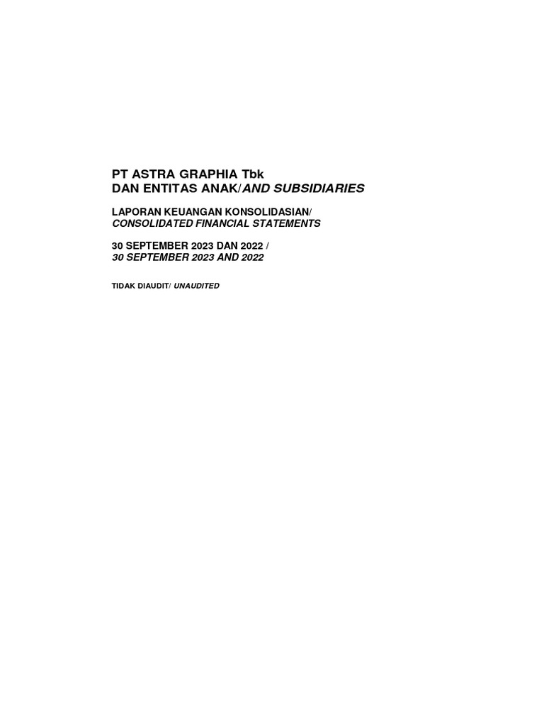 Laporan Keuangan Astragraphia q3 2023 | Download Free PDF | Dividend | Fixed Asset