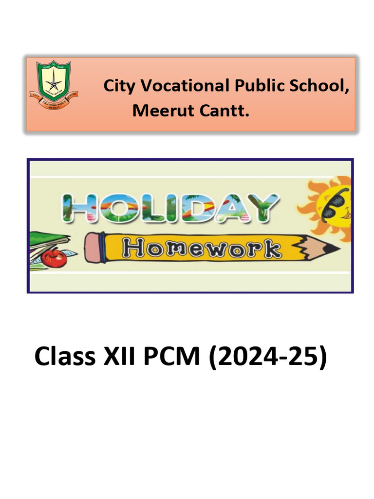 Xii Pcm Hhw 2024 25 Pdf Science And Mathematics 