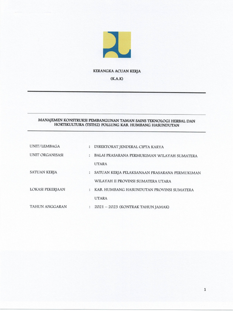 KAK MK Pembangunan TSTH2 Pollung | PDF