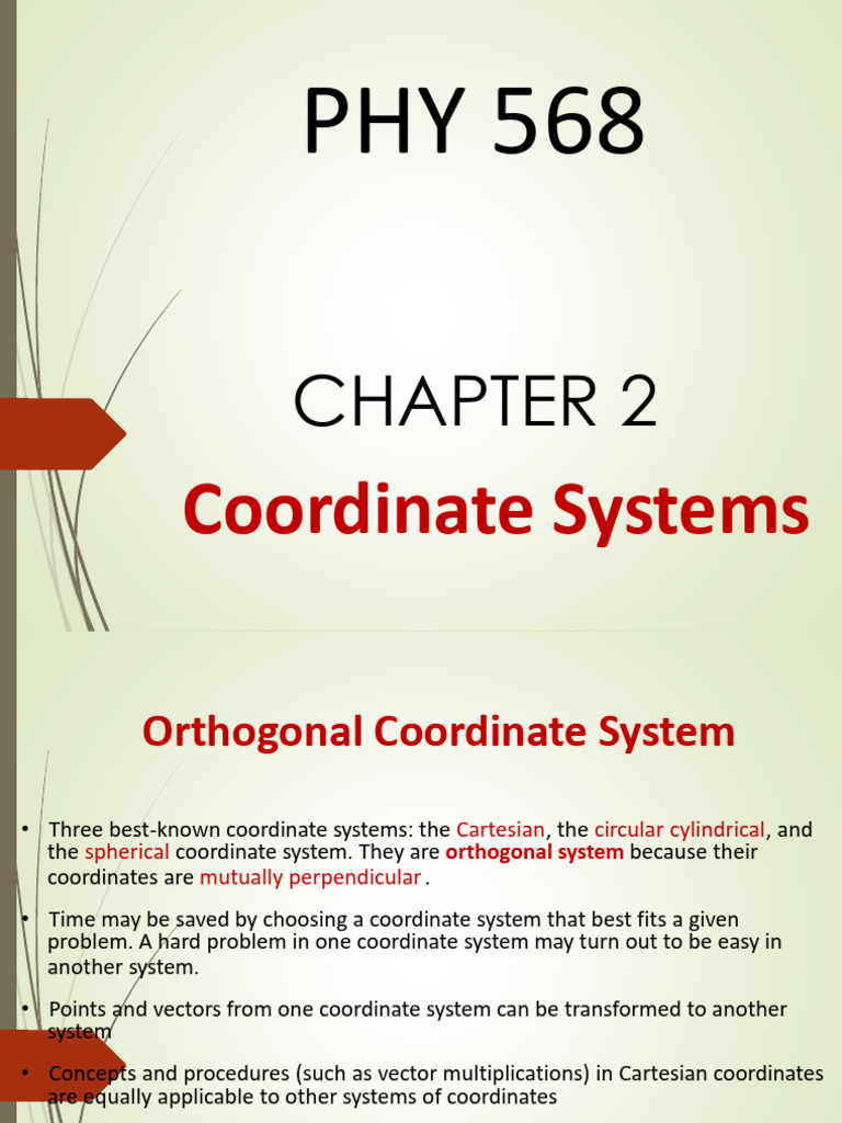 Phy568 Lec 4 Curvelinear Orthogonal Coordinates Pdf Euclidean Vector Sphere