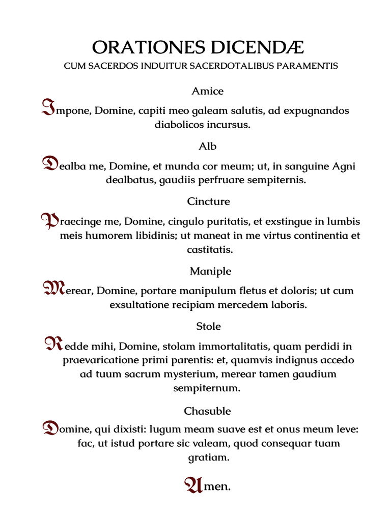 Vesting Prayers Latin | PDF