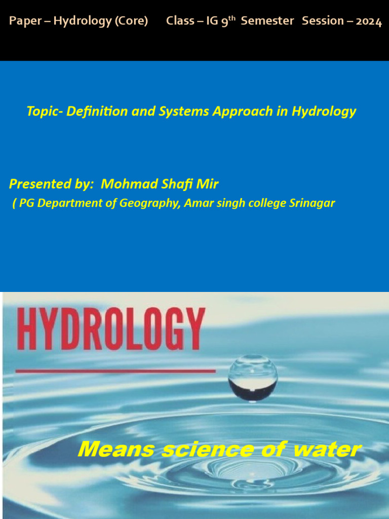 Hydrology: Definition and System Approach in Hydrology | PDF | Water ...