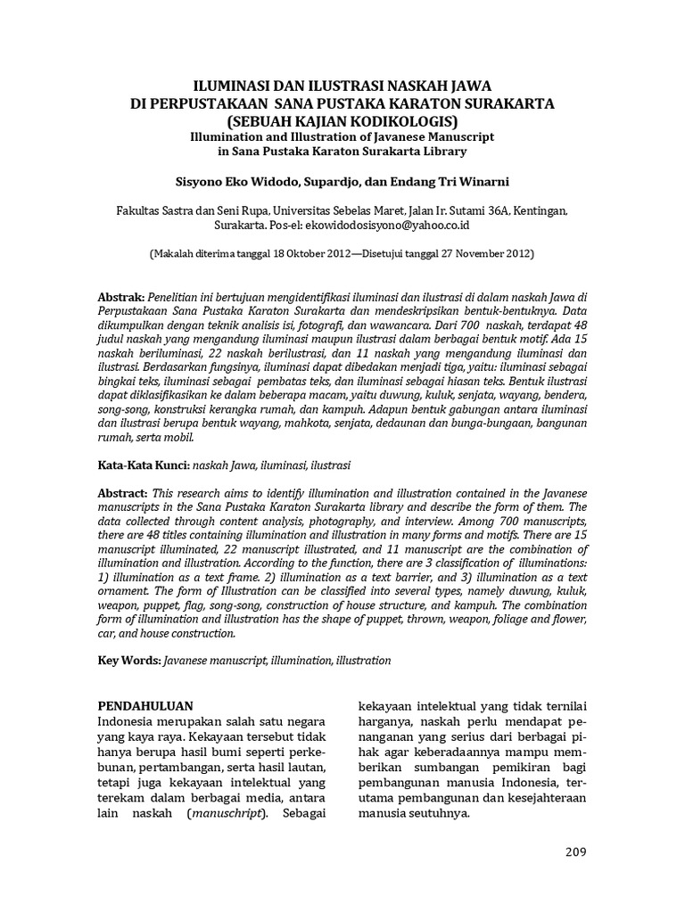 Iluminasi Dan Ilustrasi Naskah Jawa Di Perpustakaan | PDF | Ilmu Sosial ...