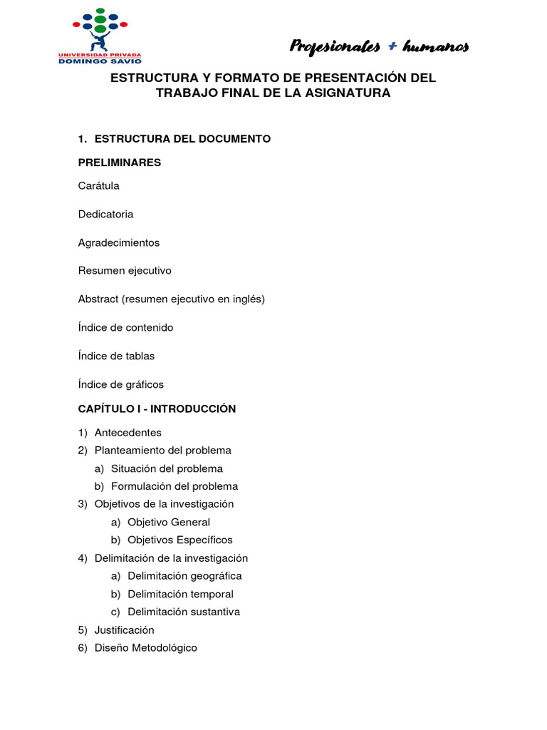 Estructura y Presentación Del Trabajo Final de La Asignatura - FM | PDF