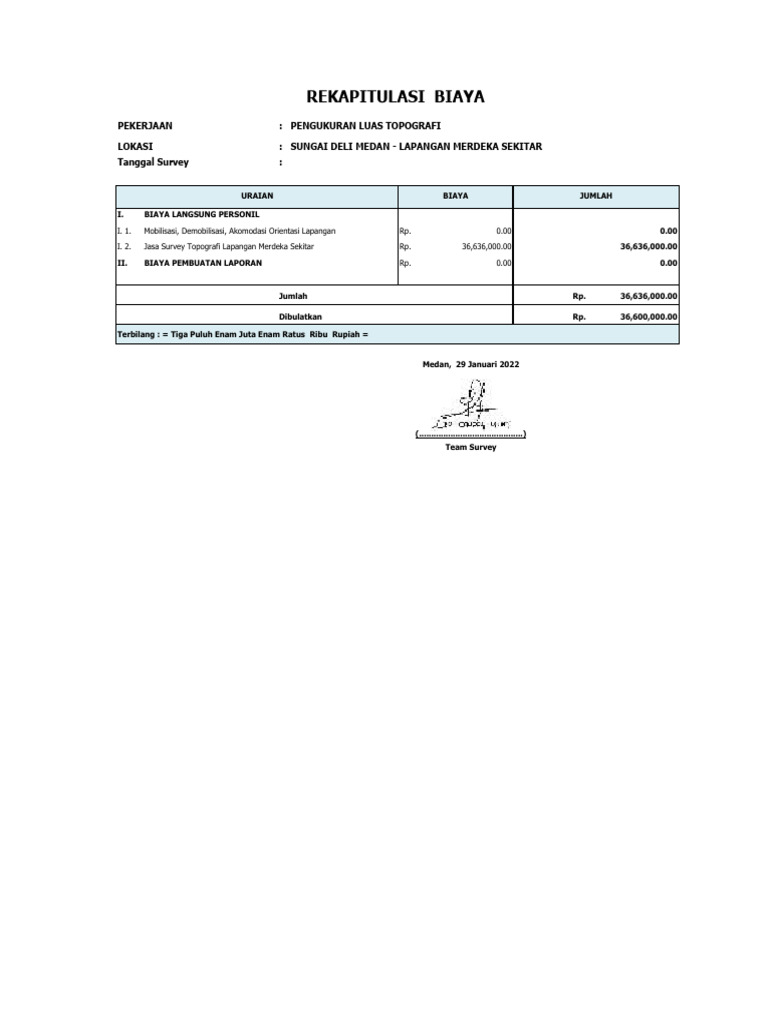 Penawaran Rab Survey Lap. Merdeka | PDF