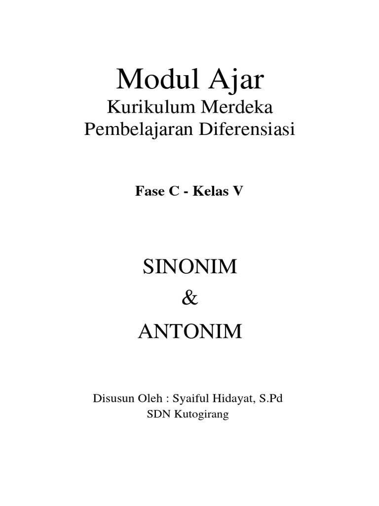 Modul Ajar Berdiferensiasi B.Ind Kelas 5 | PDF | Karier & Perkembangan