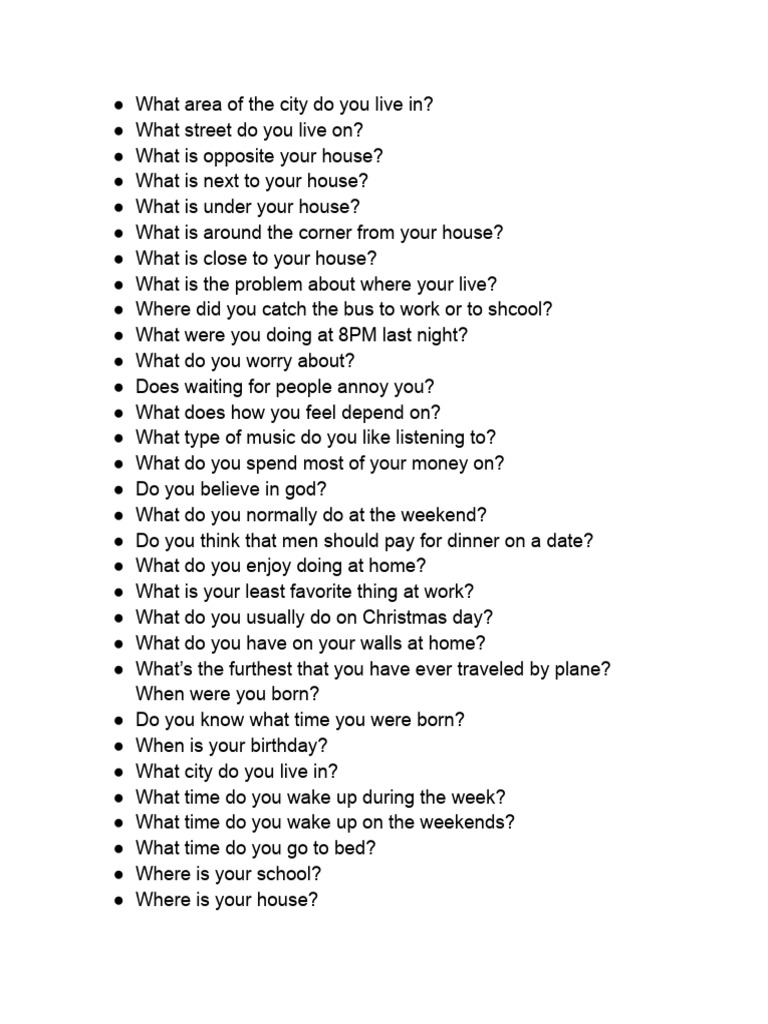 Prepositions of Place Questions | PDF | Self-Improvement