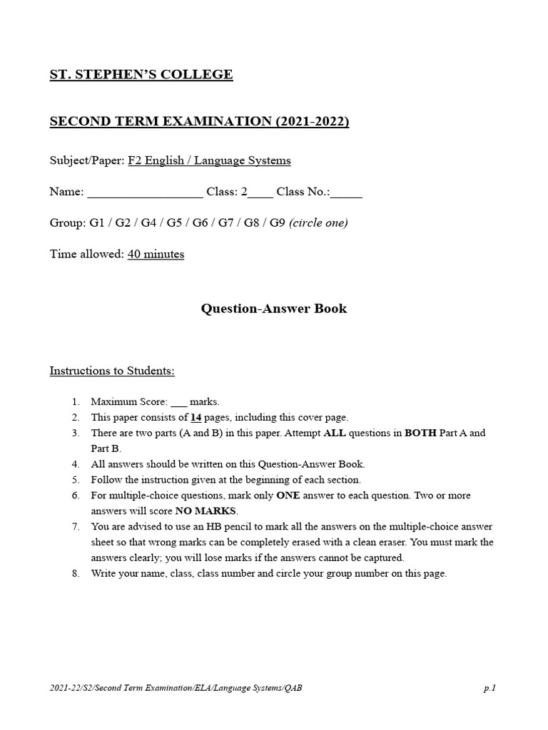 2021-22 S2 T2 Grammar Exam - QAB (1st Draft) | PDF | Social Media | Popular Culture & Media Studies