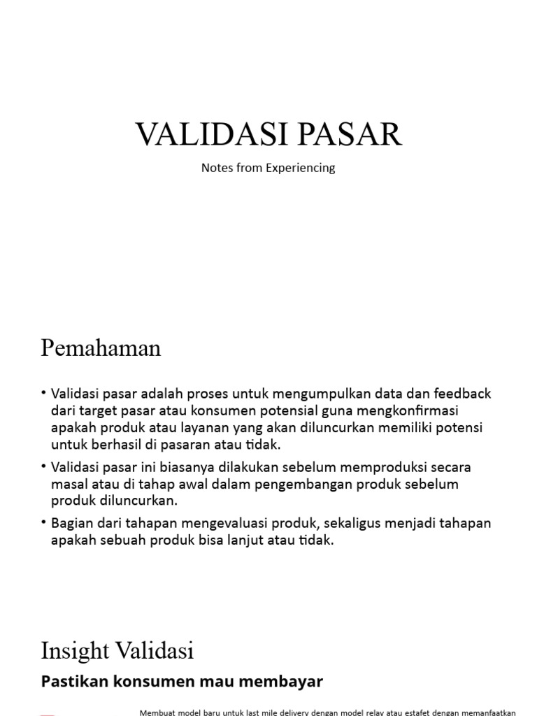 VALIDASI PASAR & Design Thinking | PDF | Bisnis