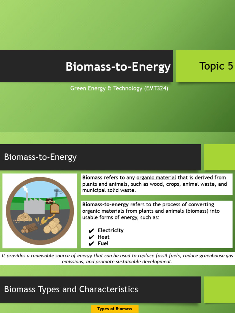 Lecture 5.1 - Biomass To Energy | PDF | Gasification | Combustion