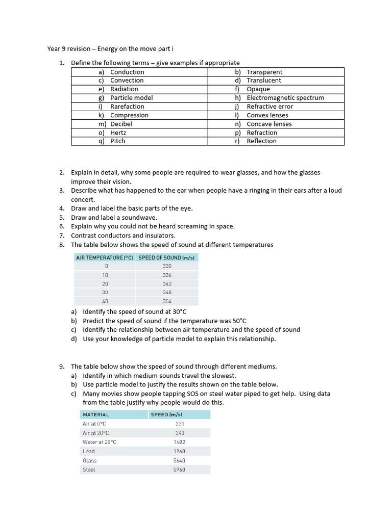 Year 9 Energy Revision: Key Concepts | PDF | Young Adult