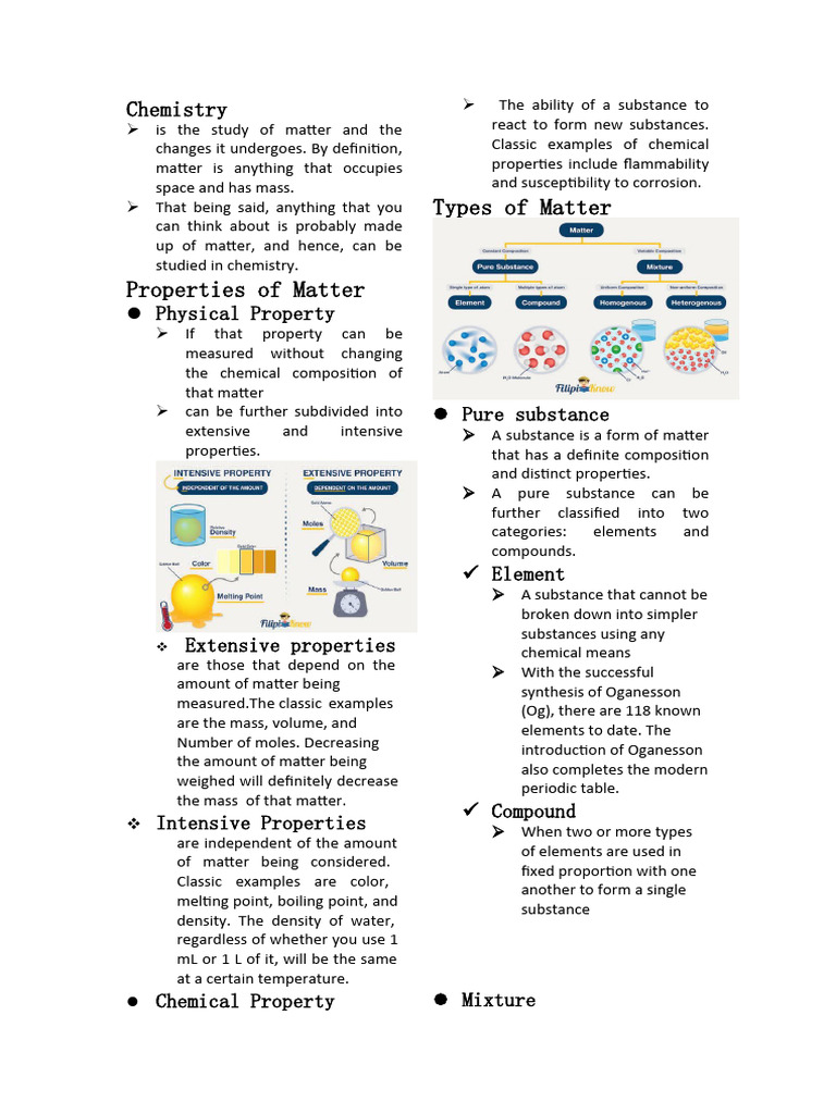 Chemistry Reviewer | PDF | Mixture | Atoms